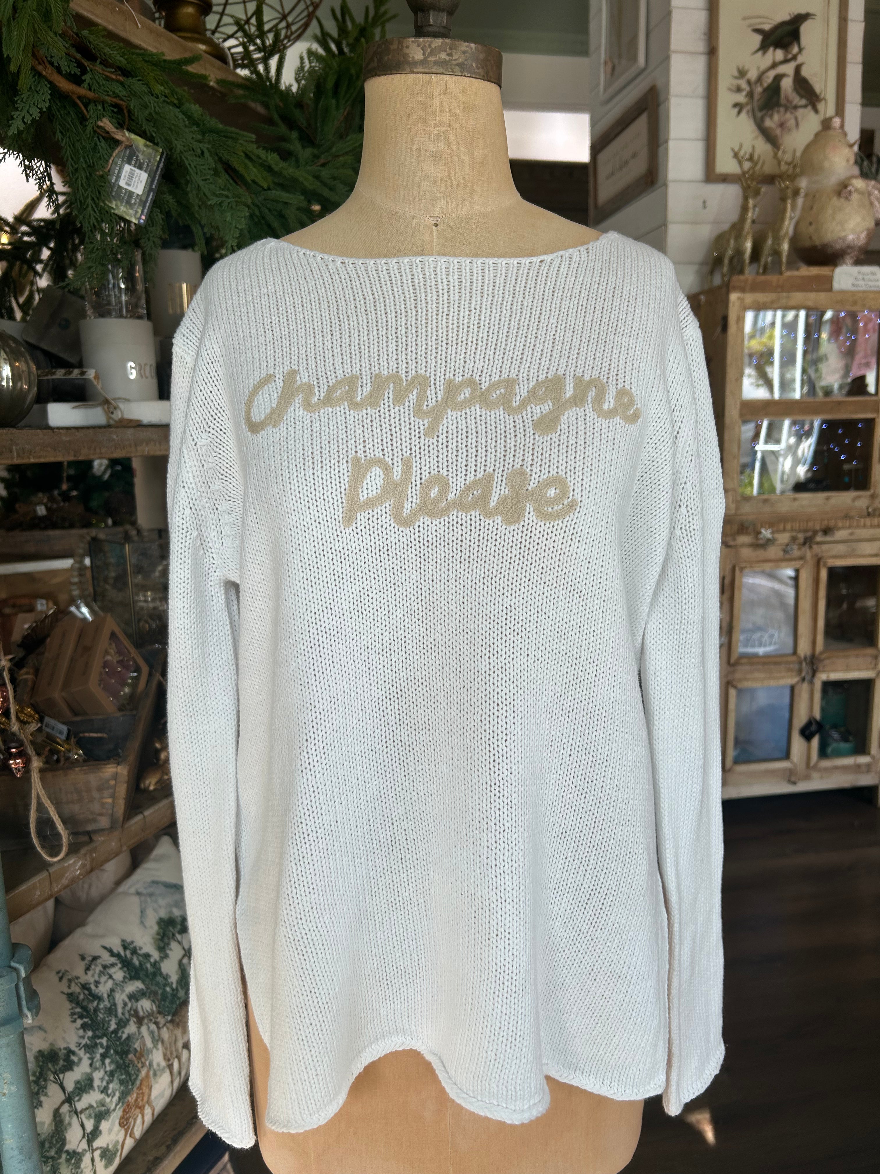 Champagne Please Sweater - Ivory – Bloom Boutiques